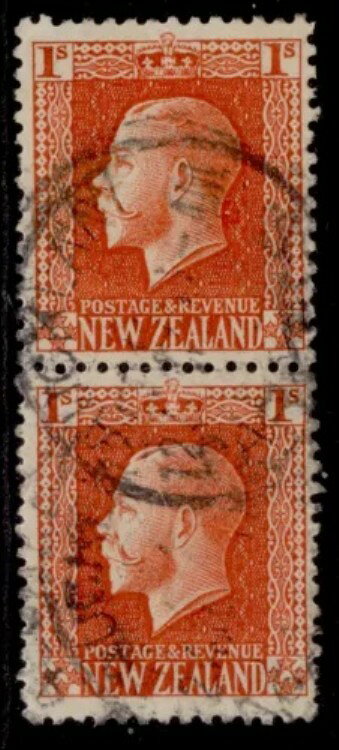 NEW ZEALAND GV SG430d, 1s vermilion, FINE USED. Cat ?450. VERT PAIR 430 + 430c商品について出品者コメント「薄型（2mm x 4mm）」時代：ジョージ5世（1910...