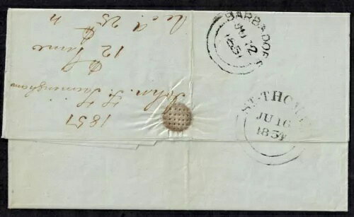 Bermuda 1851 Letter 'Forwarded By Middleton' VERY RARE商品について原産地：バミューダ諸島色：黒グレード：VF/XF（Very Fine/Extremely Fine）認証：未認証地域：植...