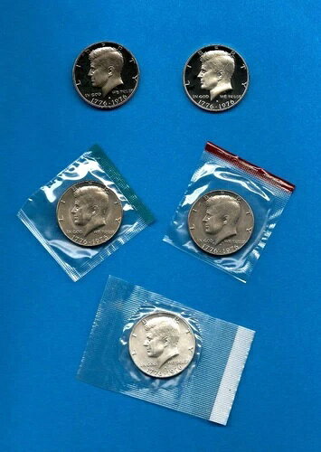 1976 PDSSS Kennedy Half Dollars-PD BU, S Silver BU AND Clad and Silver Proof商品について出品者メモ「ケネディ建国200周年記念硬貨すべて（BU/シルバーBU/クラッ...
