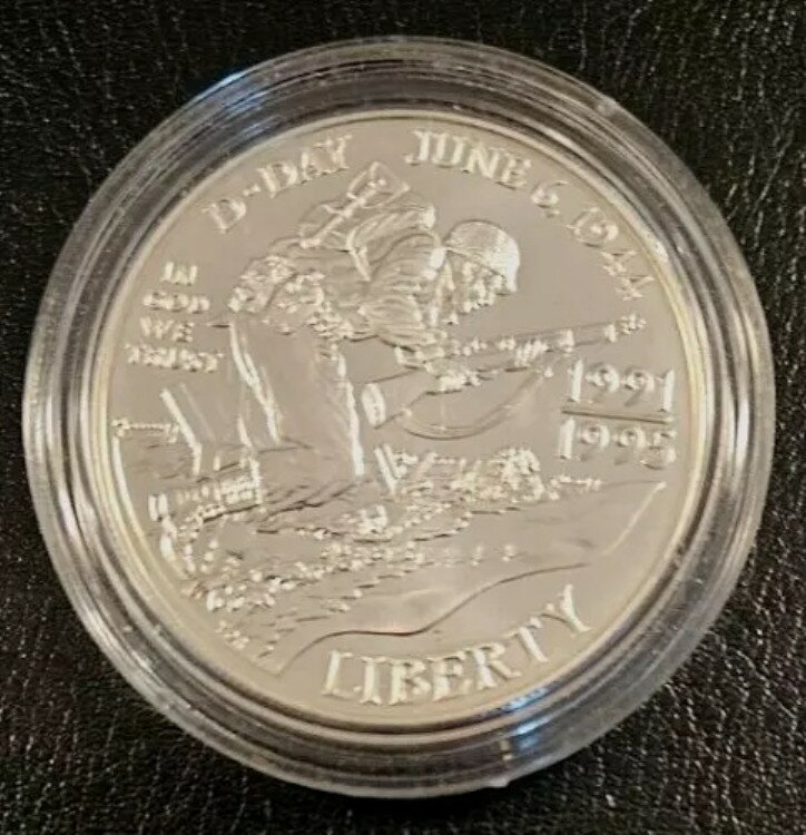 1995 W D-Day Eisenhower Quote Liberty Silver Commemorative Dollar $1 US BU/UNC商品について出品者コメント「美しく輝く未流通の米国造幣局記念銀貨 - 鑑識眼のある方...
