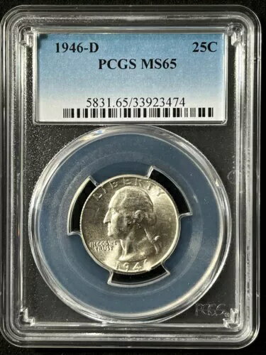 1946-D 25C Washington Quarter Dollar PCGS MS65 33923474商品について流通/非流通額面：25セントコイン：ワシントン材質：銀発行年：1946年認証番号：33923474刻印：ビジネス鋳造所...