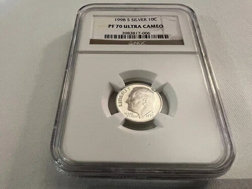 1998-S SILVER ROOSEVELT DIME NGC PF70 ULTRA CAMEO "BROWN LABEL" TOP POP商品について流通/非流通額面 10セントコイン ルーズベルト組成 銀発行年 1998年刻印タイプ ...