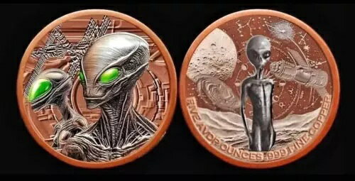 Alien 5 oz Pure Copper Colored Reverse Proof Glows In The Dark Medal In Capsule商品についてストライクタイププルーフユニット5オンスあたりの貴金属含有量注意事項※...