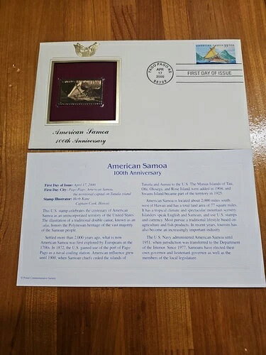 AMERICAN SAMOA 100TH ANNIVERSARY 1ST DAY ISSUE USPS 22KT GOLD STAMP商品について形状 切手年 2000年純度 000貴金属含有量 0単位あたりの貴金属含有量 0製造国/地域 ...