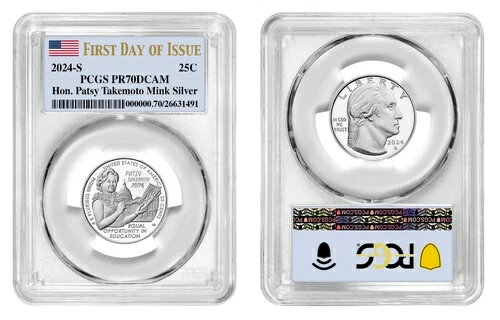 2024 S Silver Quarter Hon. Patsy Takemoto Mink PCGS PR70DCAM First Day Of Issue商品について販売者メモ「2024 S シルバークォーター Hon. パツィー・タケ...