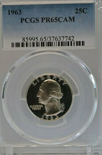 PR65CAM 1963 PCGS GRADED SILVER WASHINGTON QUARTER PROOF FROSTED CAMEO COIN商品についてワシントン・クォーター硬貨製造国/地域：アメリカ合衆国認証番号：3763774...
