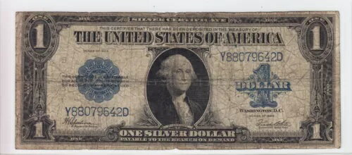 1923 $1 Silver Certificate Note Horse Blanket FR#237 Y88079642D商品について額面 1ドル流通/非流通 流通種類 紙幣年 1923年グレード 未鑑定製造国/地域 アメリカ合衆国認証...