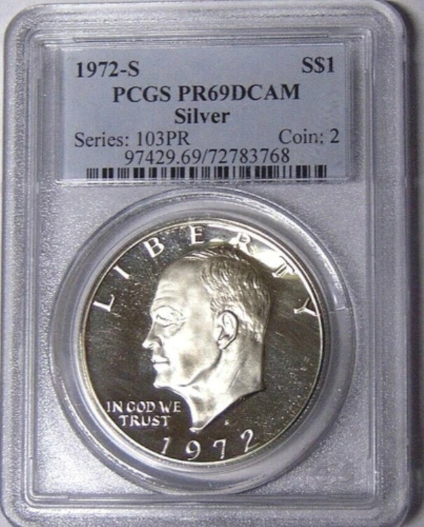 PCGS PR69 DCAM 1972-S Eisenhower Silver Dollar Frosted Cameo 40% Silver 72783768商品について流通/非流通 非流通額面 1ドルコイン アイゼンハワー組成 銀発行年...