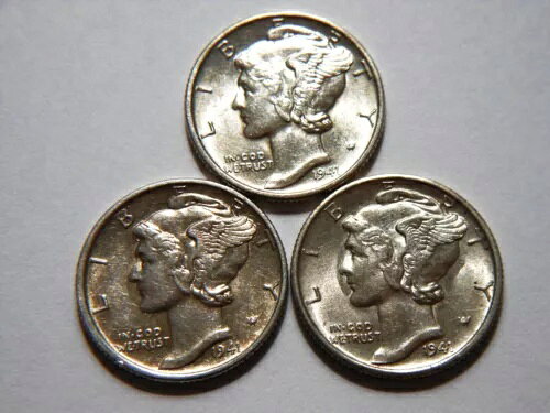 *Set of 3* 1941-P, 1941-D & 1941-S CH BU/CH BU+ Silver Mercury Dimes商品について販売者メモ「CH BU/CH BU+」流通/未流通額面 10セントコイン マーキュリー組成 ...