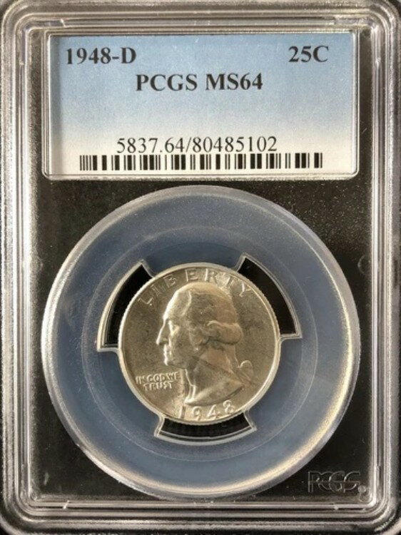 1948-D 25C Washington Quarter Dollar PCGS MS64 80485102商品について額面 25セント流通/非流通 非流通コイン ワシントン組成 銀発行年 1948年認証番号 80481530刻印タイプ ...
