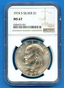1974 S NGC MS67 Eisenhower Dollar $1 US Mint Silver 1974-S MS-67 Blast White商品について販売者コメント「素敵なブラストホワイトコインです！この時期だからこそ、中小企...