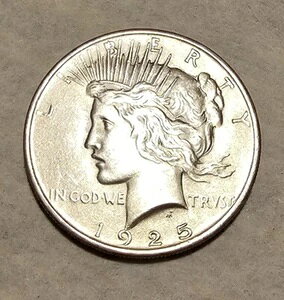 1925 $1 Peace Dollar, Silver Liberty and Eagle, Very Fine 90%, US Coin, BRIGHT!商品について販売者コメント「非常に良好な無傷の状態。数週間で真のアンティークになり...