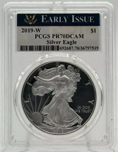 2019 W PROOF SILVER EAGLE PCGS PR70 DCAM EARLY ISSUE LABEL商品についてアメリカンイーグルコイン構成 銀発行年 2019年刻印タイプ プルーフ純度 0.999貴金属含有量 1オンスグレ...