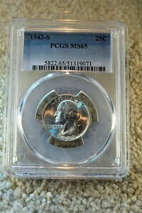 1943-S WASHINGTON QUARTER PCGS CERTIFIED MS--65 MAGNIFICENT BRIGHT WHITE COIN #4商品について組成：銀認証番号：51319071刻印タイプ：ビジネス純度：0.9グ...