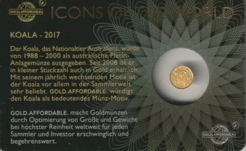 MDS RWANDA 10 FRW 2017 "KOALA - ICONS OF THE WORLD", GOLD IN COINCARD-商品についてエアハルトゥングスグラッド プレゲフリッシュメタル/マテリアル ゴールドジャール 201...
