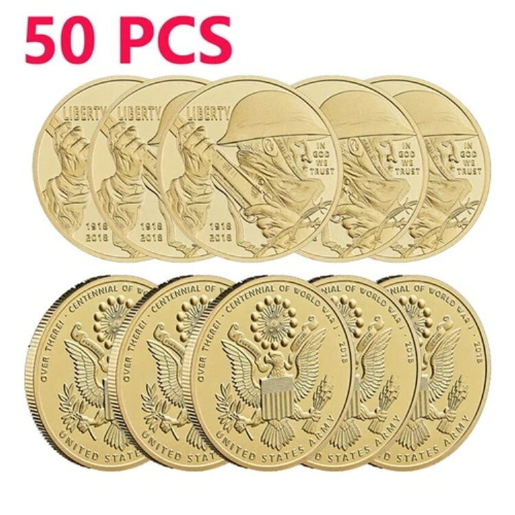 50PCS Medal Gold 1918-2018 WWI Centennial Commemorative Challenge Coin Liberty商品について認証：未認証認証番号：なし流通/非流通：非流通構成：金、鉄、メッキ製造国...