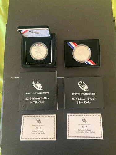 (2) 2012 W Infantry Soldier PROOF + UNC Silver Dollar Coin COA OGP US USA MINT商品について販売者メモ「プルーフ＆未流通」国：アメリカ略称：MS認証番号：1885店...
