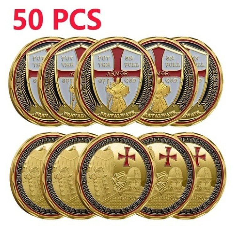 50PCS Commemorative Sourvenir Challenge Coin Gift Red Cross Medal Armor of God商品について認証：未認証認証番号：なし流通/非流通：非流通構成：金、鉄、メッキ製造国...