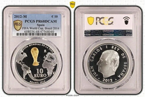 Spain 2012 World Cup 10 Euro Gold Plated Silver Proof Coin PCGS PR68DCAM #8040商品について地域：スペイン素材：Agミントマーク：Mグレード：PR68DCAM年：2...