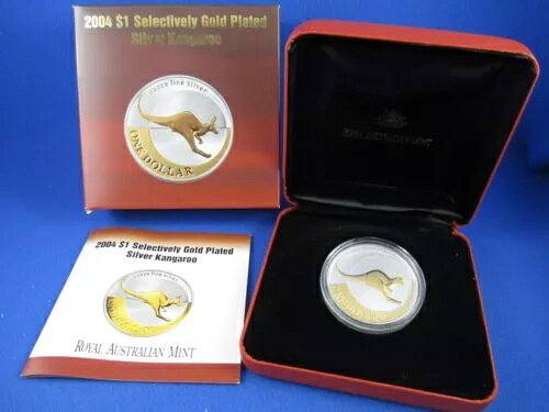 2004 RAM - $1 SELECTIVELY GOLD PLATED SILVER KANGAROO COIN - COMPLETE!!!商品について原産地：オーストラリアコインの種類：デシマル組成：銀年代：2000年代プルーフ番号国...