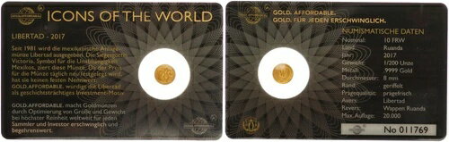 Rwanda 10 FRW Gold 2017 Icons Of The World Libertad Prfr. 122612商品について留保度：不明金属/素材：ゴールド年：2017年製造国/地域：ルワンダブランド：ブランドなし認証：該当...