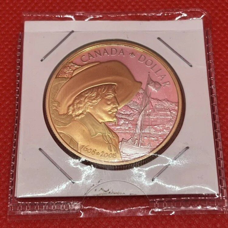 2008 Quebec Gold Plated Silver Dollar Coin 1608-2008 400 Years Samuel De Champlain-商品について組成：銀製造地域：カナダ認証番号：なし色：銀・金純度：0.99...