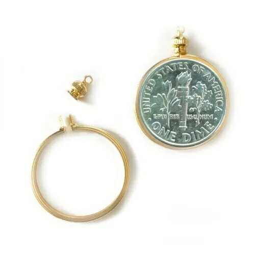 Dime USA / 10 cent Coin Holder Bezel ~ Goldtone charm, necklace, pendant, pk/10商品について硬貨：米国10セント硬貨硬貨：カナダ10セント硬貨1パックあたりの数量...