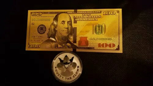 2020 Tuvalu Simpson KRUSTY THE CLOWN .9999 silver coin + Gold foil $100 bill商品について製造国/地域：ツバル純度：0.9999コイン：ツバル認証：未認証単位あたりの...