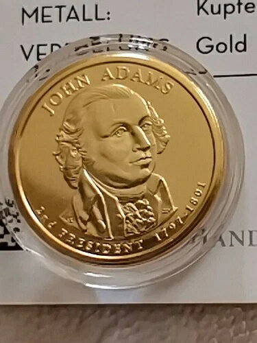 ??USA JOHN ADAMS DOLLAR PROOF COIN 2007-P Gold Plated ??-商品についてエアハルトゥングスグラート ステンペルグランツメタル/マテリアル ゴールドジャール 2007Feingehalt ...