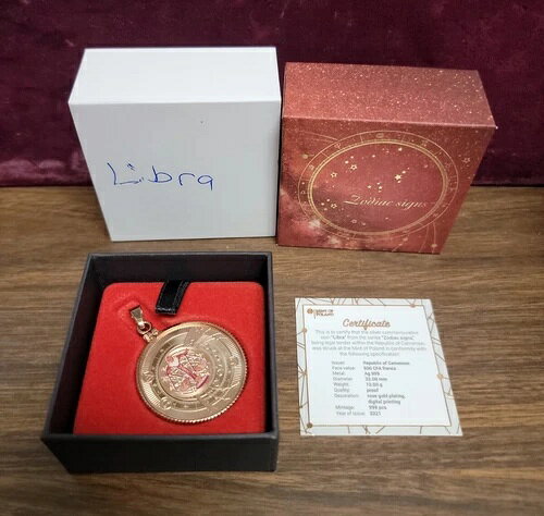 2021 Cameroon 500 Francs Zodiac Signs Silver Coin w/ Rose Gold in Bezel .. Libra商品について流通/未流通額面 500フラン材質 銀流通国 中央アフリカおよび西ア...