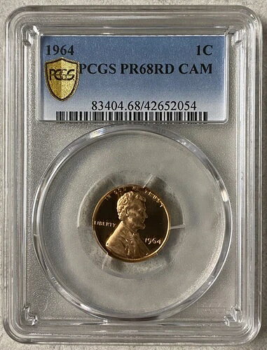 1964 1C Proof Lincoln Cent, PCGS PR68RD Cameo, Gold Shield商品について色：RDコイン：リンカーン記念館額面：スモールセント流通/非流通：非流通材質：銅発行年：1964年刻印：プルーフ...