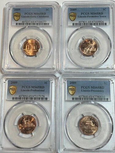 2009 Philadelphia Lincoln Cent PCGS MS65RD Penny Gold Shield 4 Coin Set商品について額面：スモールセント流通/非流通：非流通コイン：リンカーン生誕200周年記念年：200...