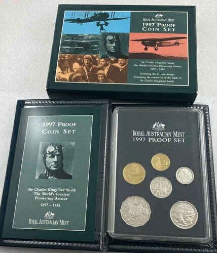 1997 RAM Proof Set - Sir Charles Kingsford Smith - A popular 6 coin set.商品について出品者コメント「写真通りです！コインは綺麗で、外箱も少し擦り切れている程度です。」コ...