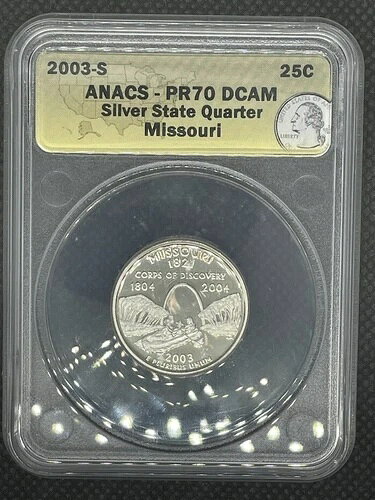 2003-S Washington Quarter (Silver), Missouri, ANACS PR-70 DCAM商品について流通/非流通額面：25セントコイン：州クォーター材質：銀発行年：2003年刻印：プルーフグレード：PR ...
