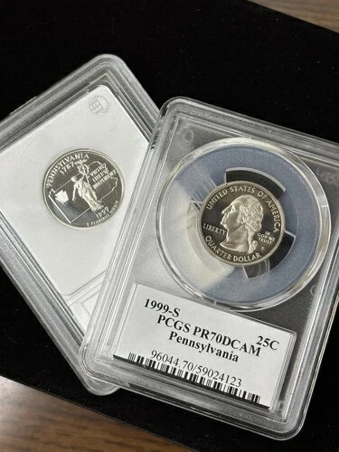 1999-S PENNSYLVANIA Silver & Clad Proof Quarter PR70 PCGS FLAG LABEL *free S/h*商品について組成：銀刻印タイプ：プルーフ純度：0.9グレード：PR 70KM番号：...