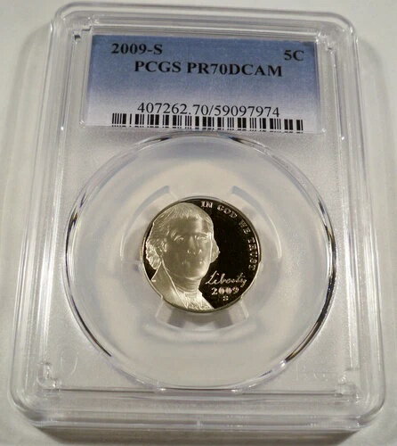 2009-S 5c PCGS PR70DCAM PROOF JEFFERSON NICKEL DEEP CAMEO PR 70 DC商品について出品者コメント「PCGS プルーフ 70 ディープカメオ - 素晴らしいコイン - 素敵なホルダ...