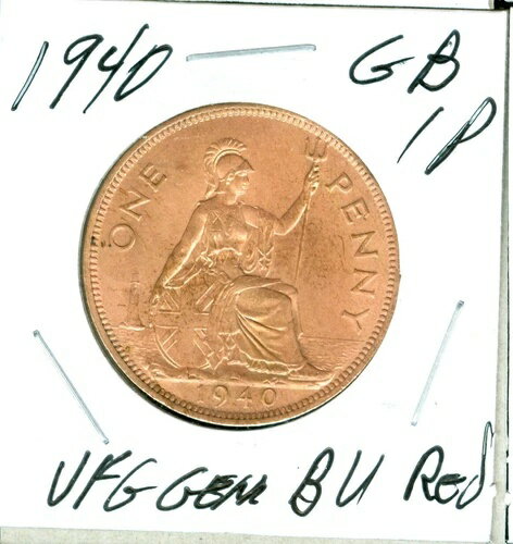 1940 GREAT BRITAIN PENNY ULTRA FINEST GRADE GEM BU RED RARE *商品について流通/非流通 非流通額面 ペニー材質 ブロンズ製造年 1944年色 RDグレード 未評価製造国/地域 アメ...