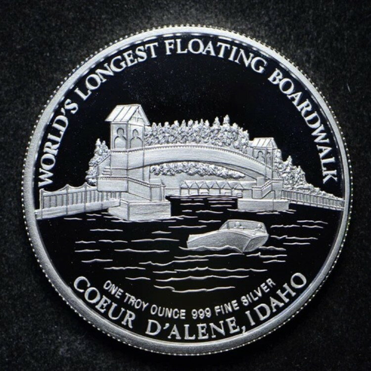 Worlds Longest Floating Boardwalk CDA ID 1-oz .999 Silver Round in Cap Rare商品について組成：銀形状：ラウンド型年：不明単位あたりの貴金属含有量：1オンス製造国／地域...