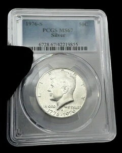 American silver Kennedy coin 1976-S 50C Graded PCGS MS67 very rare in this grade商品について出品者コメント「アメリカ製ケネディ銀貨 1976-S 50C 鑑定 ...