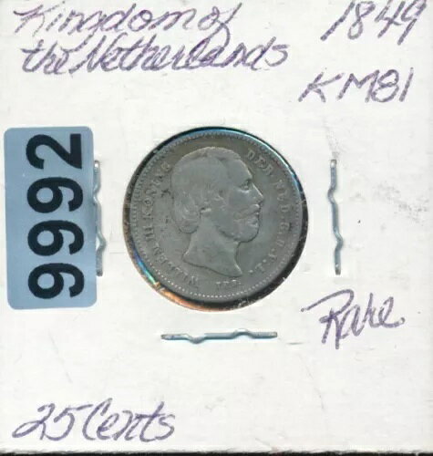 NETHERLANDS - RARE - 25 CENTS 1849 WITH SWORD - KM91 - #9992商品について出品者コメント「これは希少な1849年製です。ほとんどのコレクションには存在しません。私はF+と呼んでいます...