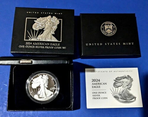 2024 W PROOF American Silver Eagle Dollar - ASE-With Box/COA IN STOCK商品について販売者メモ「宝石付きプルーフ・シルバー・イーグル、箱入り、鑑定書付き。在庫あり」認証：未認...
