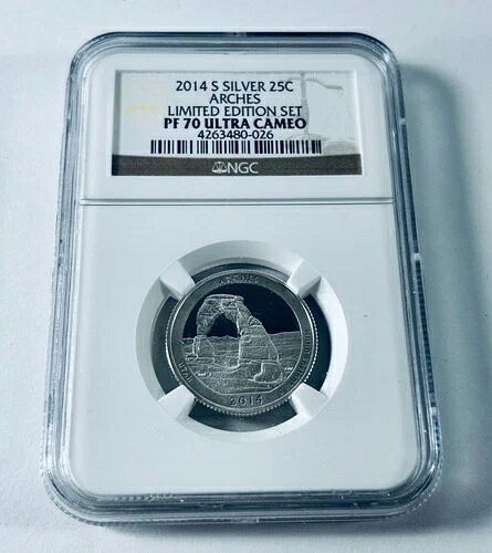 2014-S PF70 Arches Silver Quarter US Mint Limited Edition Set NGC Top Pop商品について額面 25セント流通/非流通組成 銀年 2014年鋳造タイプ ビジネス造幣局所在地...