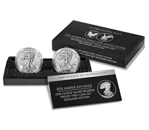 American Eagle 2021 One Ounce Silver Reverse Proof Two-Coin Set Designer Edition商品について販売者コメント「新品・未開封」製造国/地域：アメリカ合衆国認証：未認...