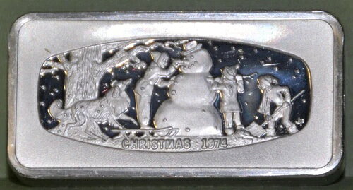 1974 FRANKLIN MINT 1000 Grains ART BAR - THE SNOWMAN - .925 SILVER商品について販売者からのコメント「これらの美しいバーはすべて、わずかな傷や使用感があるのみで、非常に良好なヴ...