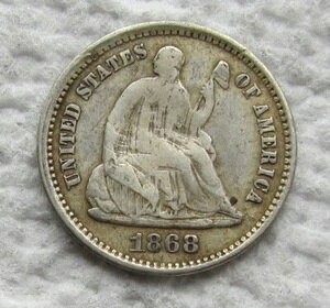 1868-S Seated Liberty Silver Half Dime Rare Key Date XF Cleaned Damaged商品について出品者コメント「コインはクリーニング済みで、多少のダメージがあります。状態は写真をご覧...