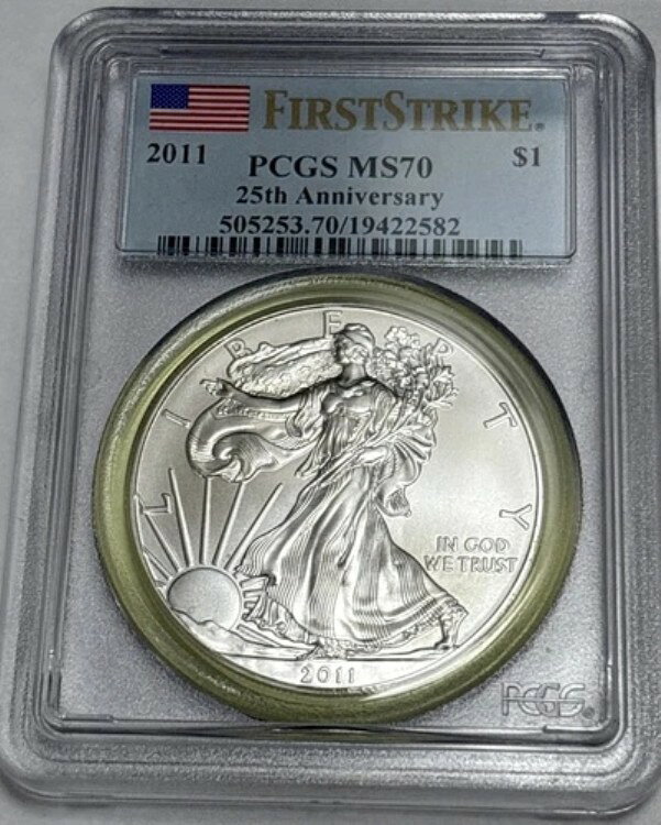 2011 American Silver Eagle 25th Anniversary PCGS MS70 Flag Label First Strike商品についてアメリカンイーグルコイン組成 銀発行年 2011年刻印タイプ ビジネス純度...