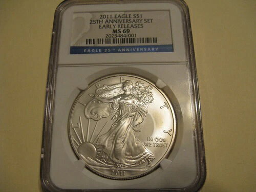 2011-P Silver American Eagle Early Release (NGC MS-69)商品についてアメリカンイーグルコイン組成 銀発行年 2011年純度 0.999刻印タイプ ビジネスグレード MS 69単位1オンスあ...