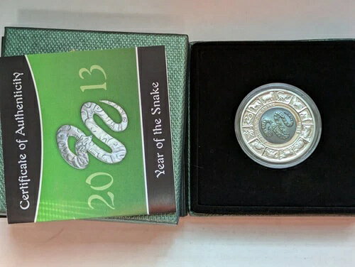 2013 British Virgin Islands Year Snake 92.5% Silver 22g Bi-metallic $10 Proof商品について流通/非流通額面：10ドル材質：銀発行年：2013年純度：0.925グレー...