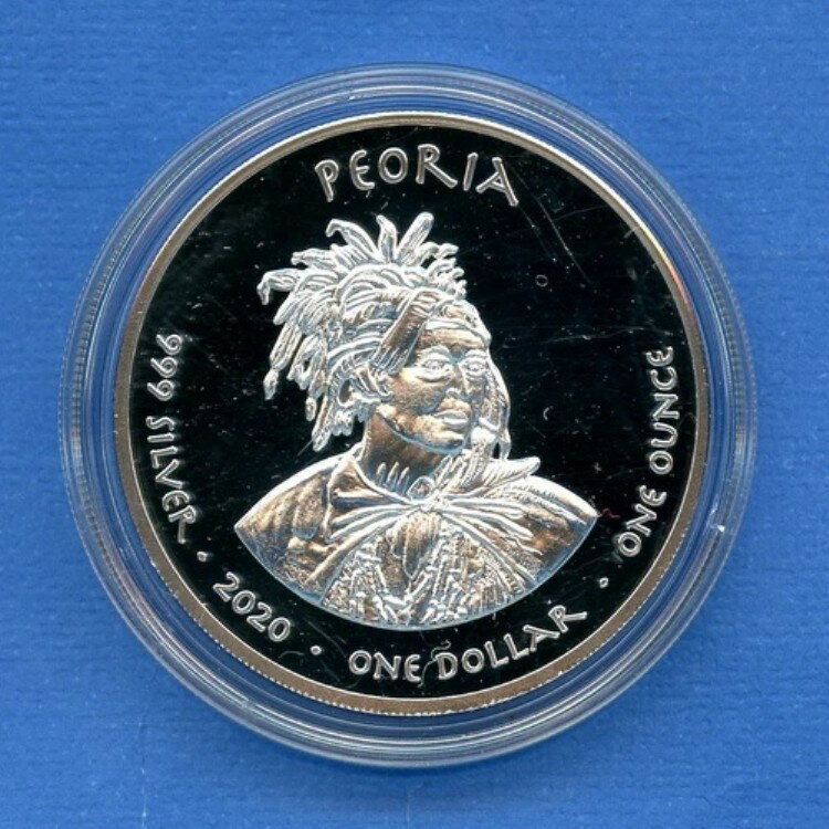 2020 Jamul Nation $1 Peoria Illinois Salamander .999 Silver Proof 1oz Round商品について出品者からのコメント「アクリルカプセルに入ったネイティブアメリカンミントの純銀...