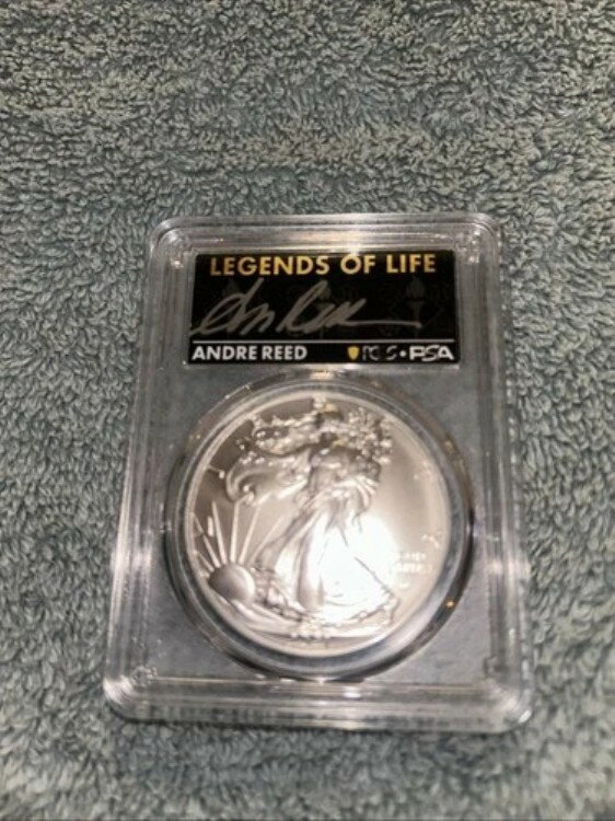 2021 PCGS MS 70 Andre Reed Autographed Type 2 Silver Eagle Dollar, 1oz .999 Fine商品についてアメリカンイーグルコイン組成：銀発行年：2021年純度：0.999刻...